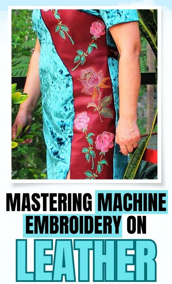 Machine embroidery on leather