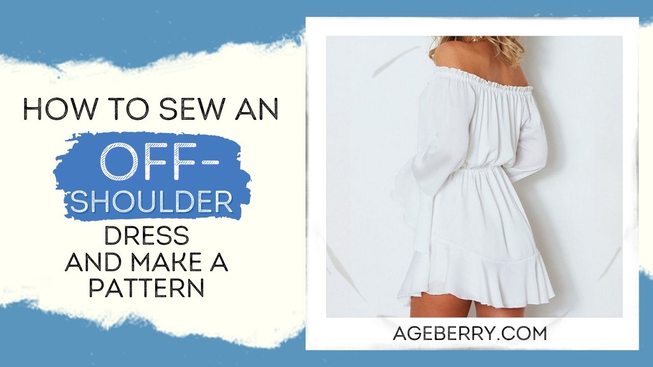 Off-shoulder dress cutting and stitching {a video sewing tutorial}
