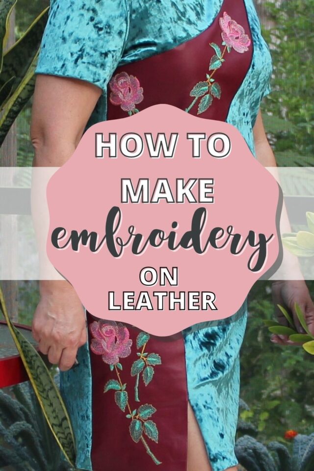 Machine embroidery on leather
